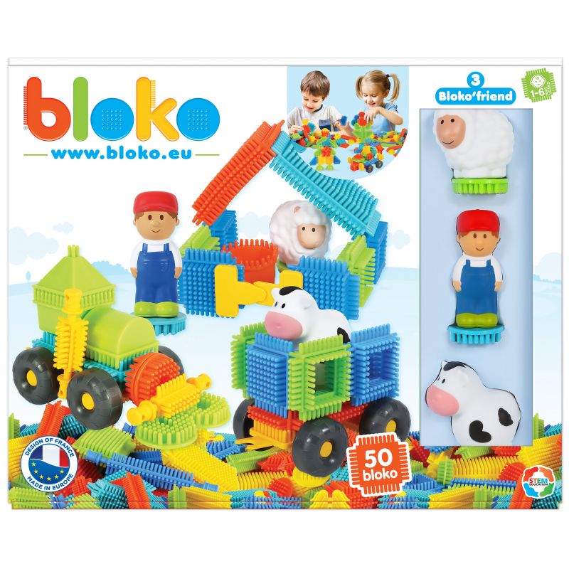 Coffret 50 BLOKO avec 3 figurines 3D Ferme Coffret 50 BLOKO avec 3 figurines 3D Ferme